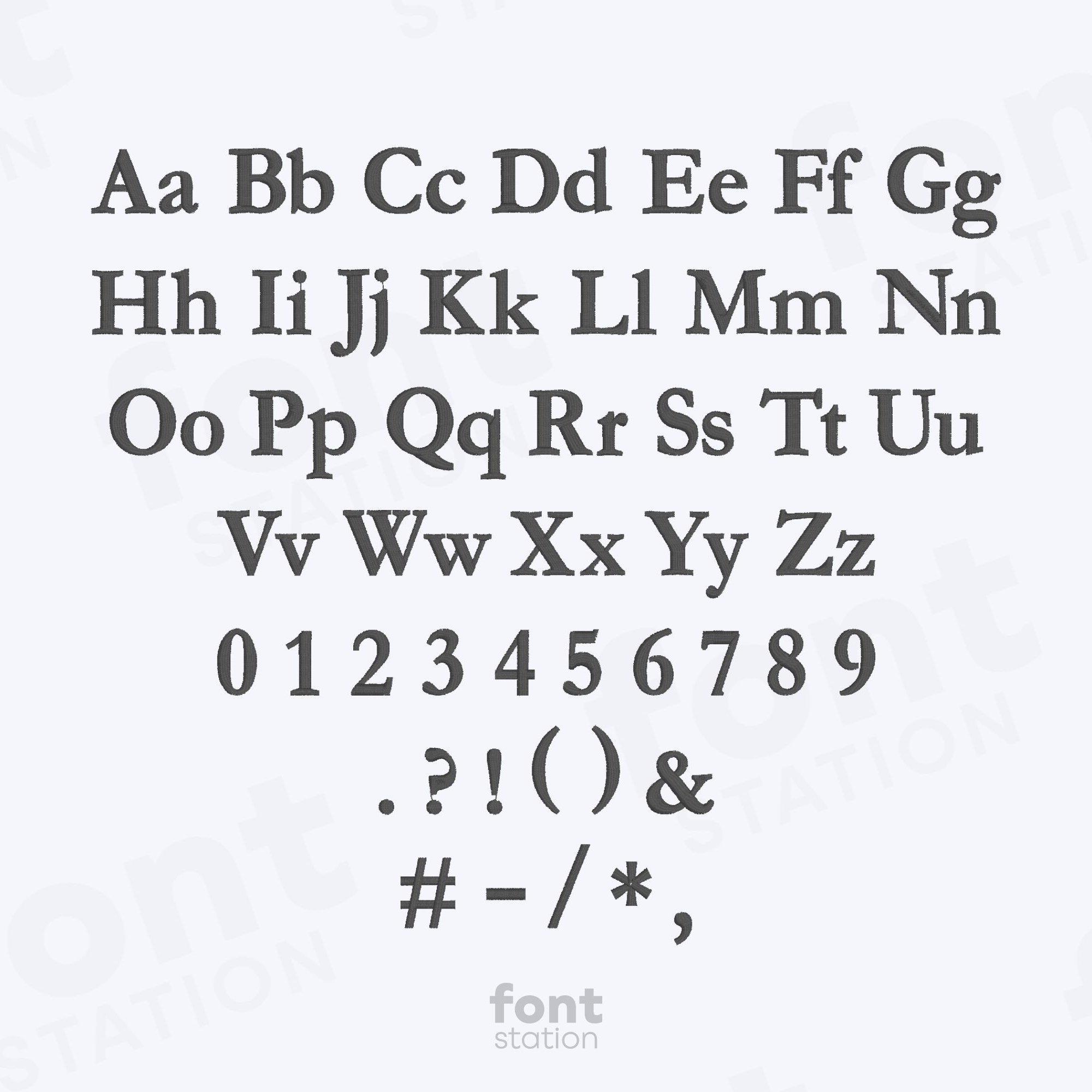 Garamond Embroidery Font - 9 Sizes - BX, PES + 9 Formats - Classic ...