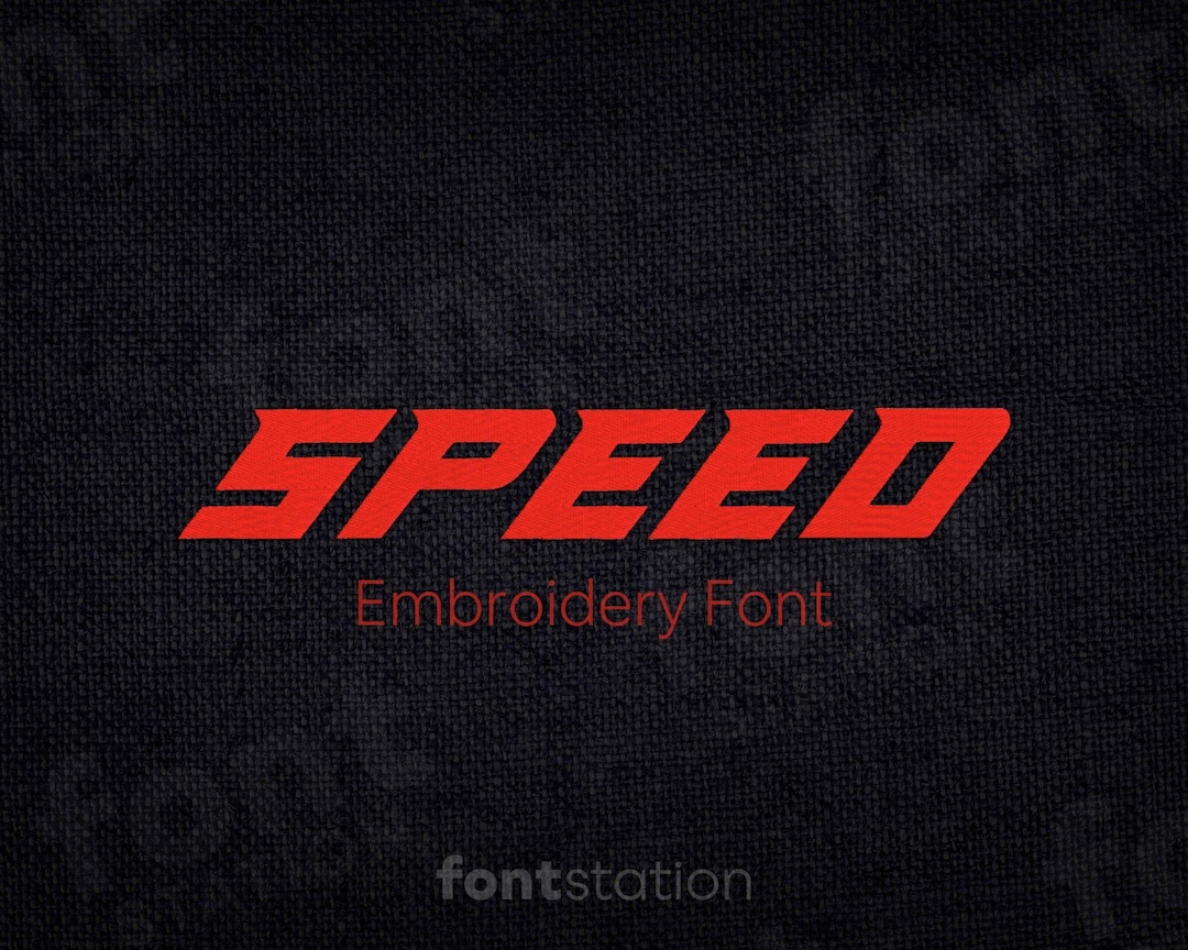 Speed Embroidery Font - 4 Sizes - BX, PES + 9 Formats - Racing, Sport ...