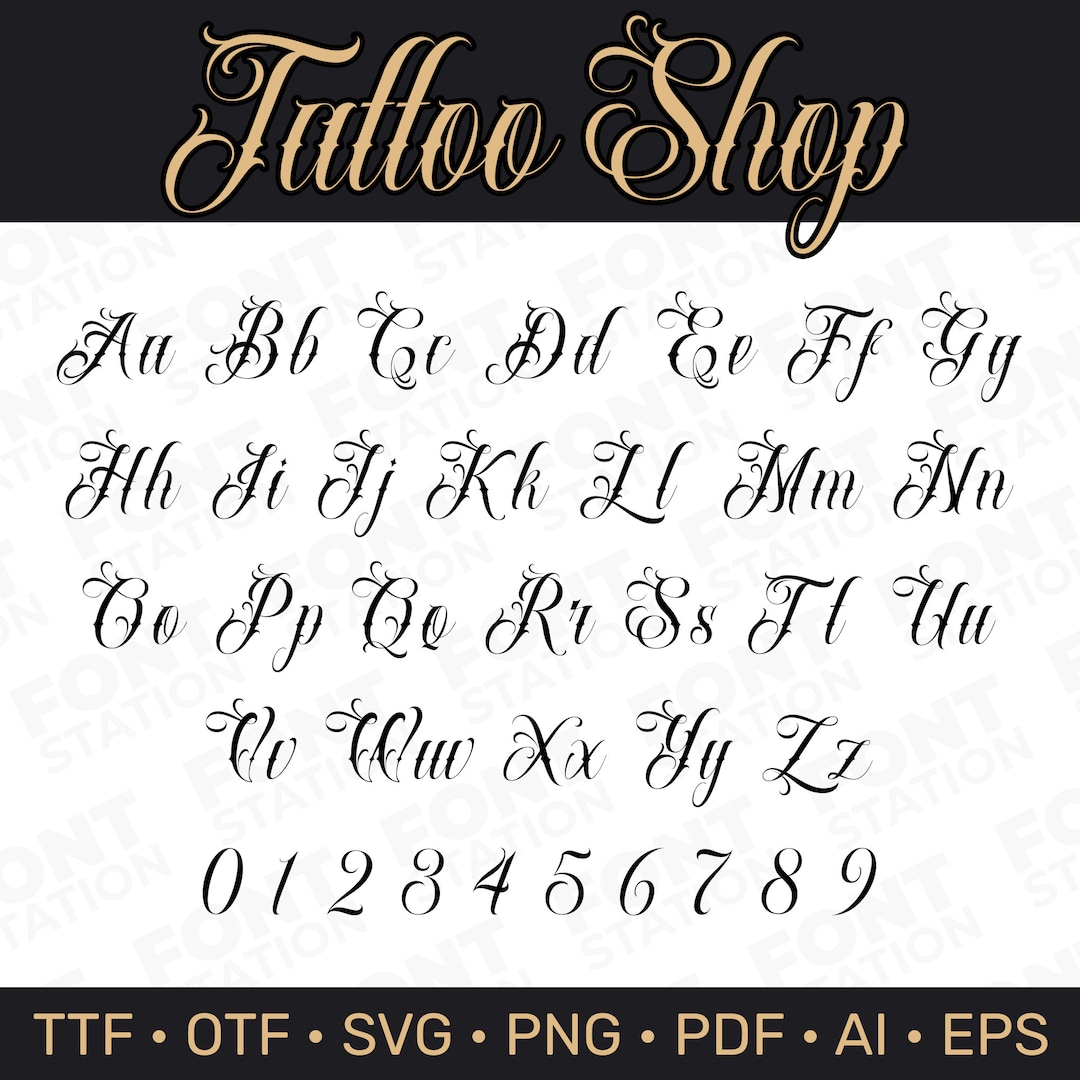 Tattoo Shop Font Tattoo SVG Cricut Silhouette Font Ink - Etsy
