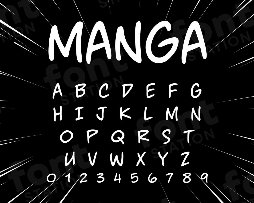 Manga Font - Anime SVG - Cricut Silhouette Font - Comic Book Letters ...