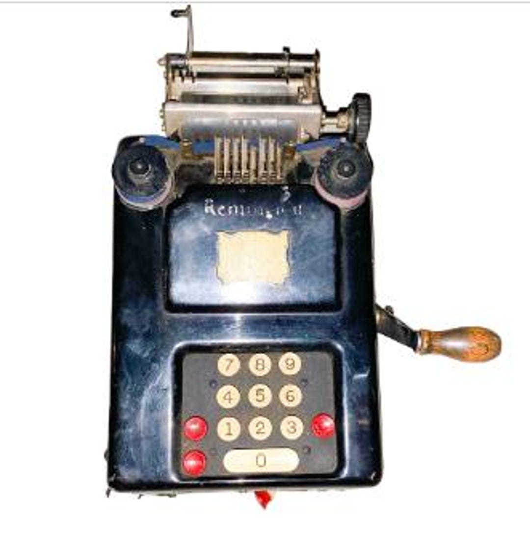 Remington Rand Adding Machine, Black Metal Type Machine, Mid-century ...