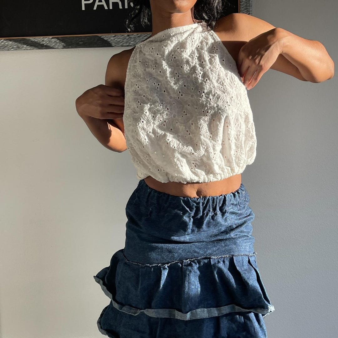 Brandy Melville White Cotton Crochet Halter Top Size OS - Etsy