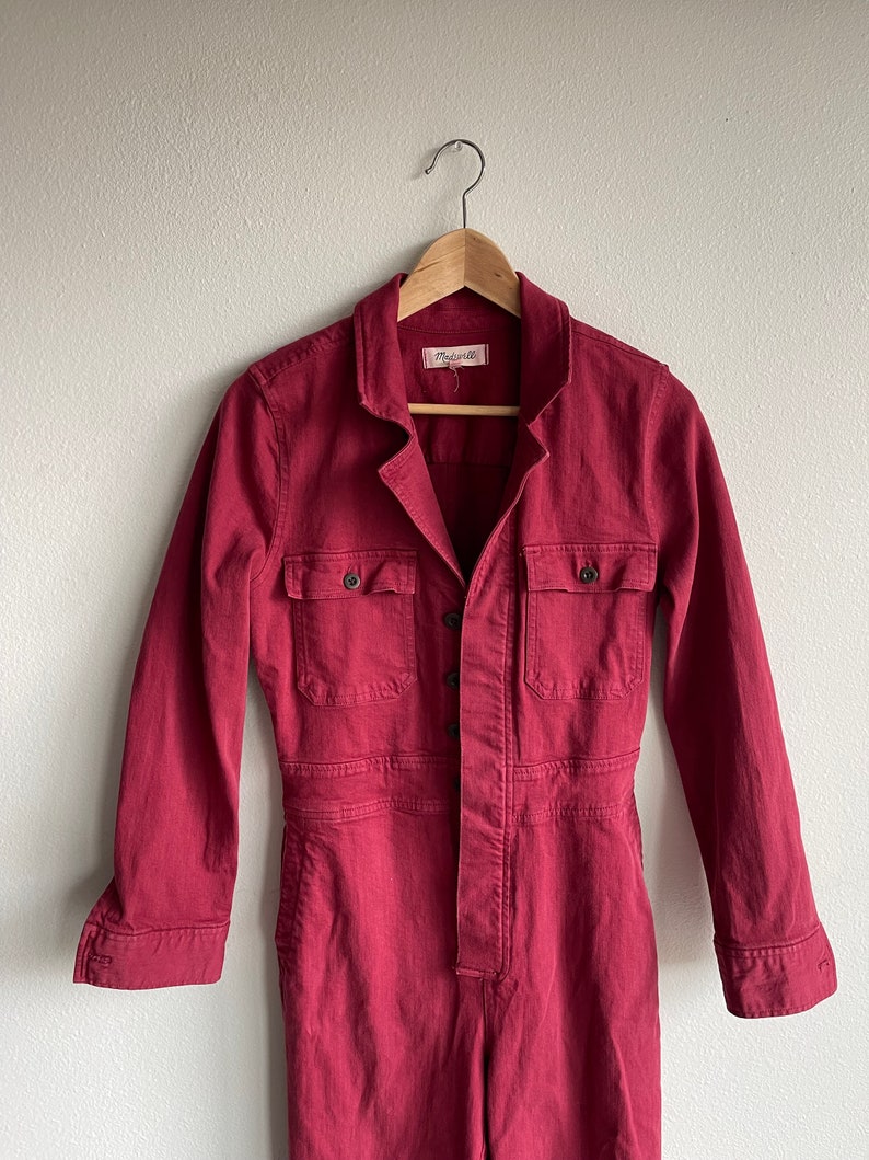 Red Madewell Garment-dyed Denim Slim Coverall Jumpsuit Sz 00 - Etsy