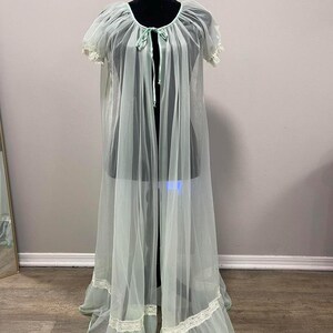 1970s Sears “delicates” Sheer Peignoir Robe – Pale Mint Green, Floor ...