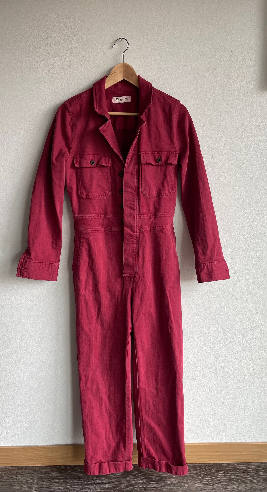 Red Madewell Garment-dyed Denim Slim Coverall Jumpsuit Sz 00 - Etsy