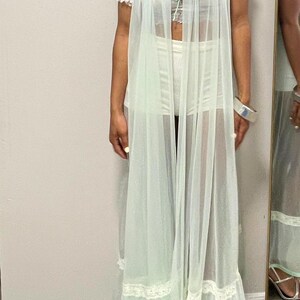 1970s Sears “delicates” Sheer Peignoir Robe – Pale Mint Green, Floor ...