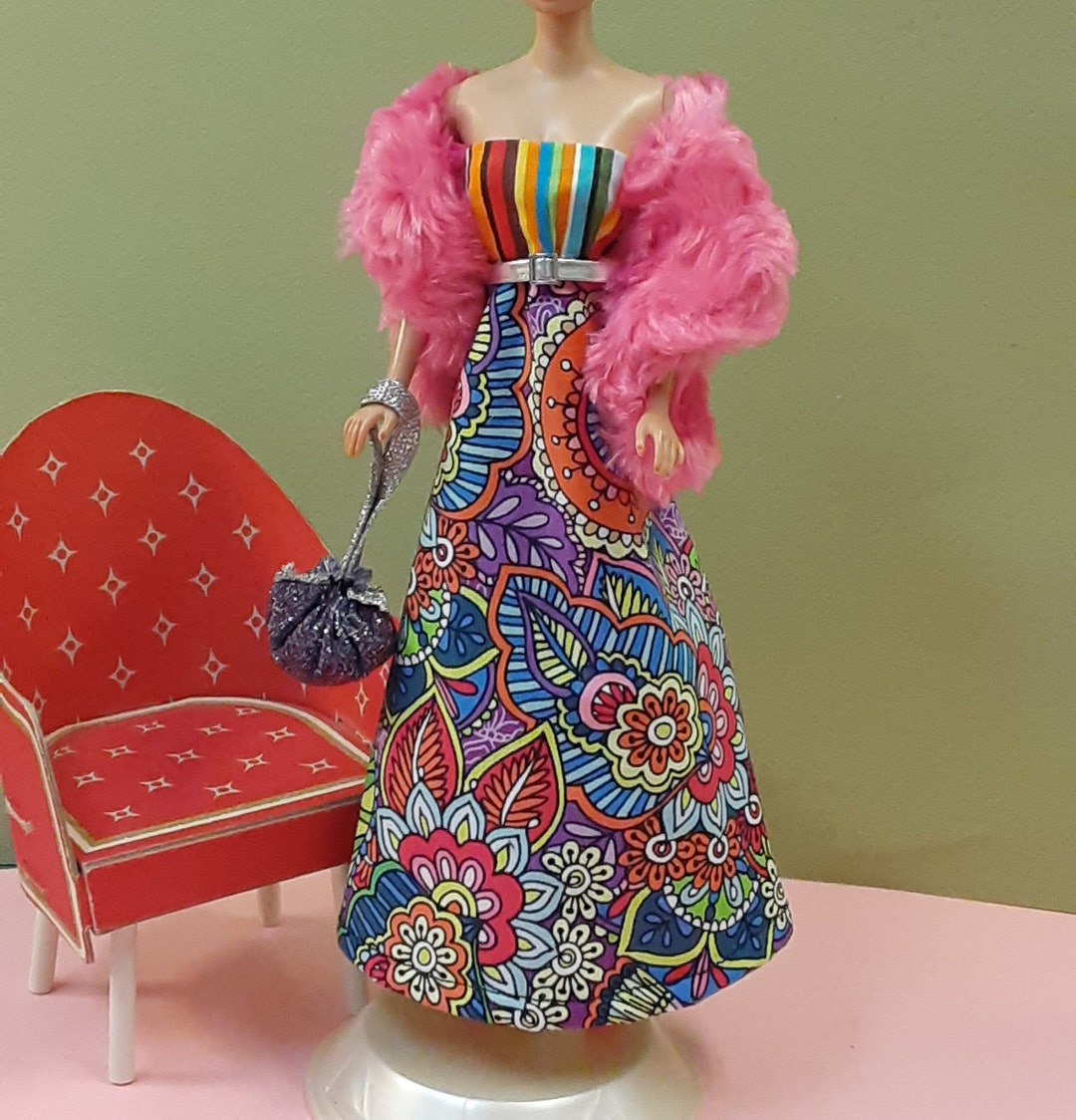 Handmade 11 1/2 Inch Fashion Doll 60s Vibe Prom Gown With Accessories ...