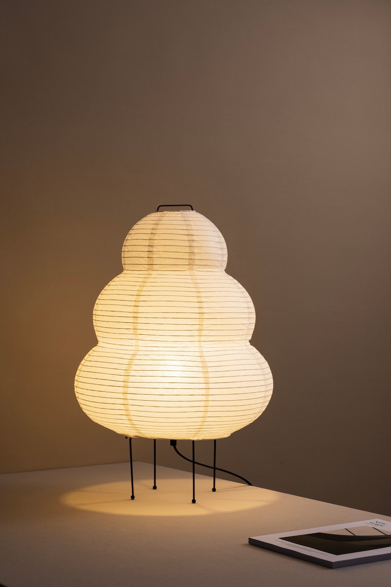 Three Tiered Rice Paper Table Lamp, Japanese Style Tripod Desk Lamp ...
