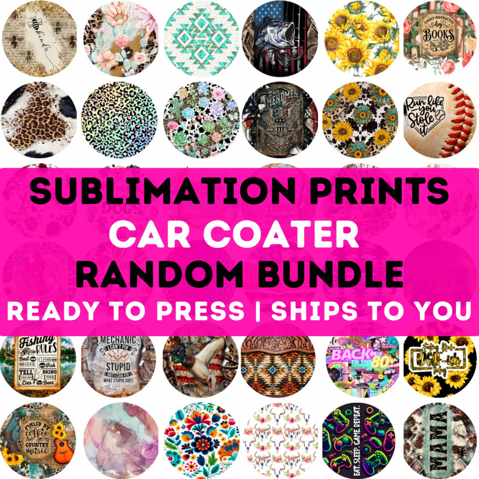 Car Coaster Print, Sublimation, Ready Press Bundle, 3 Inch Round, RTP ...