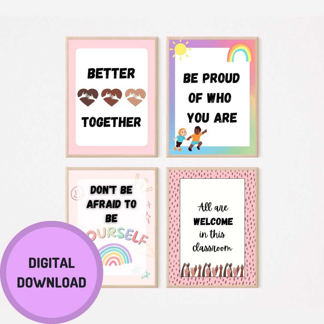 Inclusive Classroom Poster Set of 4, Inclusive Wall Art, Diversity Art ...