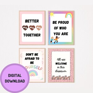 Inclusive Classroom Poster Set of 4, Inclusive Wall Art, Diversity Art ...