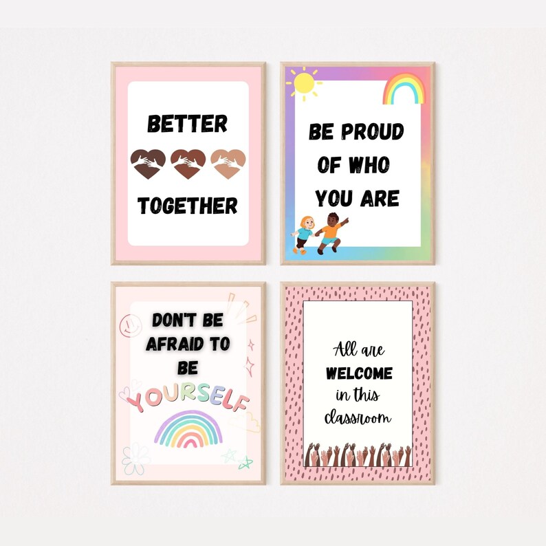 Inclusive Classroom Poster Set of 4, Inclusive Wall Art, Diversity Art ...