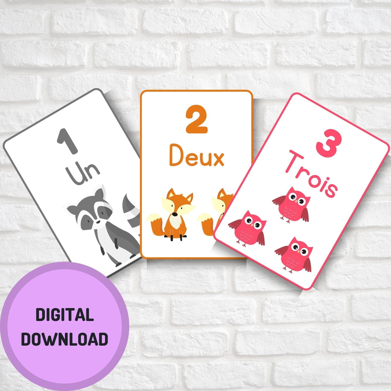 French Numbers Flashcards 1-10, Printable French Flashcards, Language ...