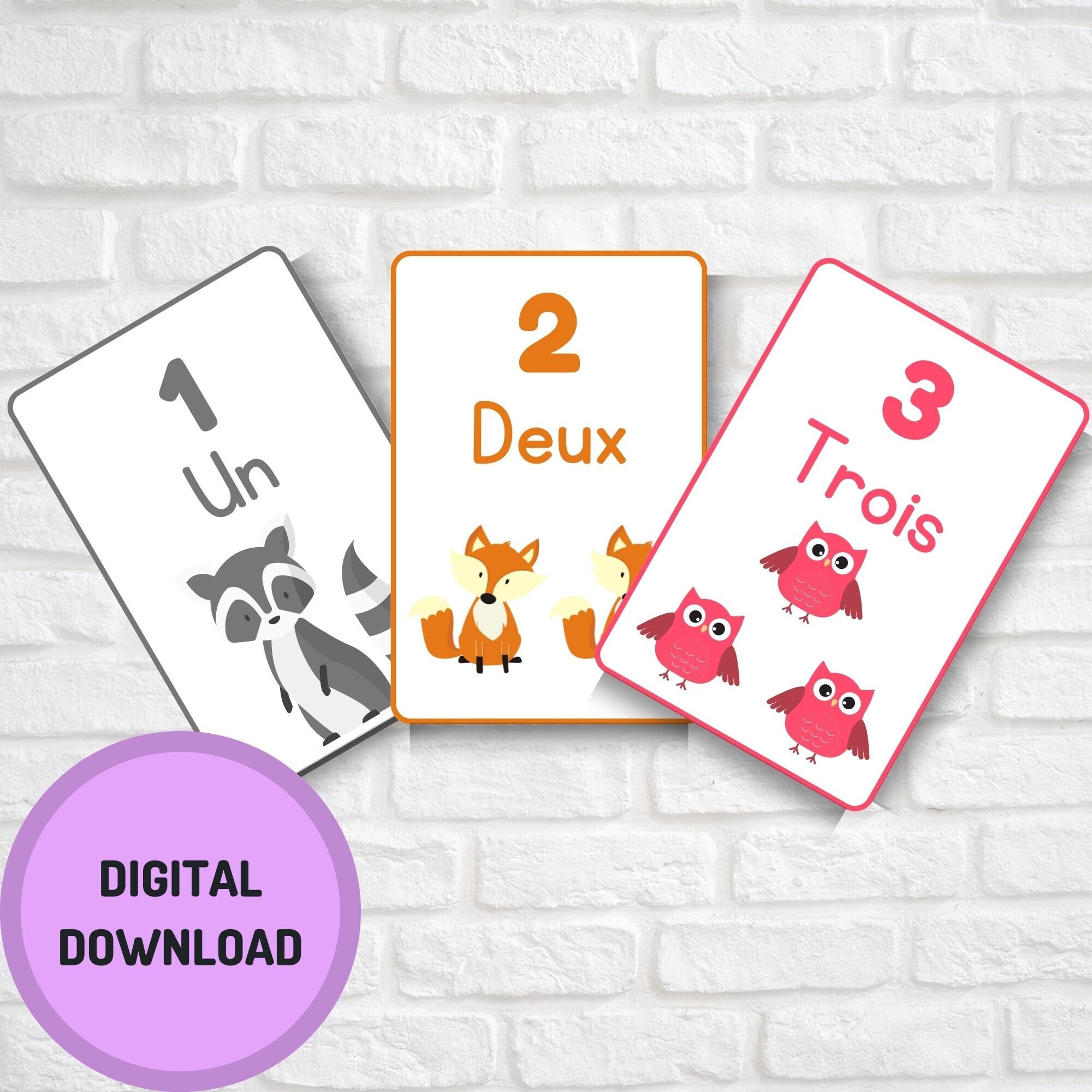 French Numbers Flashcards 1-10, Printable French Flashcards, Language ...