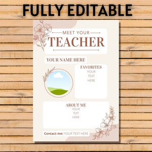Floral Meet the Teacher EDITABLE Template, Floral Classroom, Back to ...