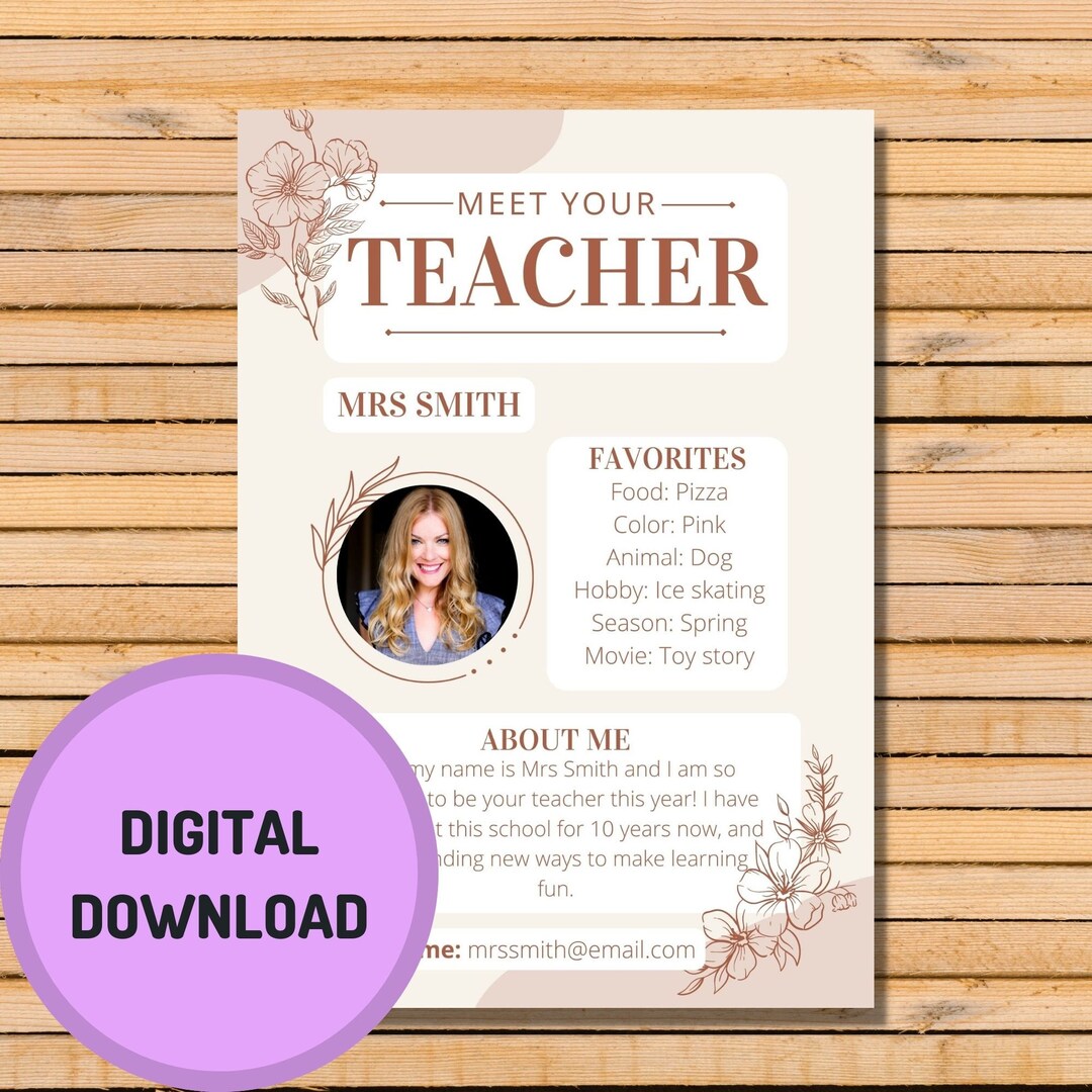 Floral Meet the Teacher EDITABLE Template, Floral Classroom, Back to ...
