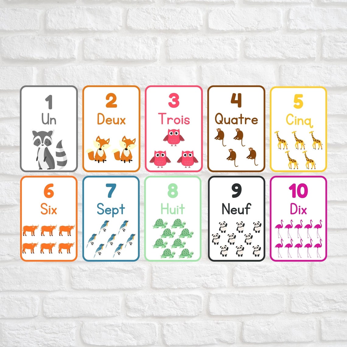 French Numbers Flashcards 1-10, Printable French Flashcards, Language ...