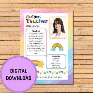 Rainbow Meet the Teacher EDITABLE Template, Rainbow Classroom, Back to ...