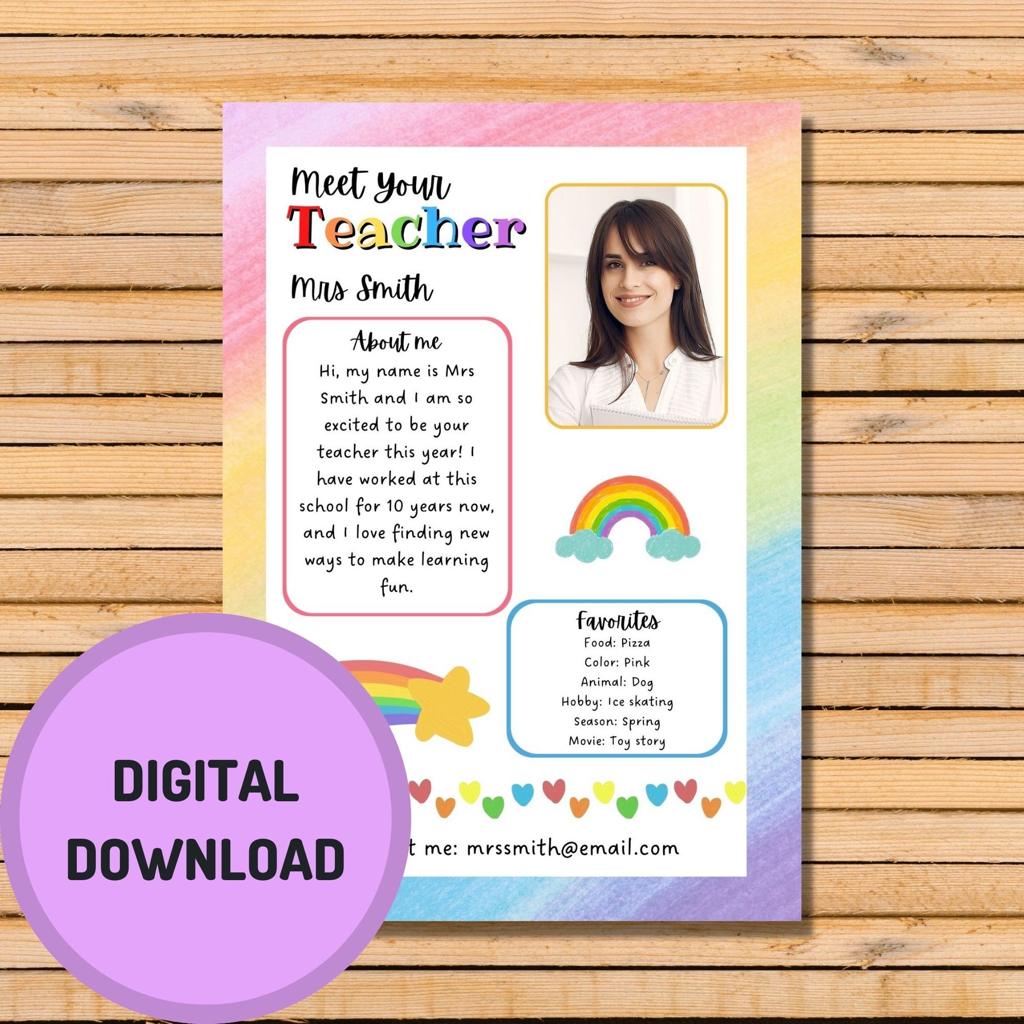 Rainbow Meet the Teacher EDITABLE Template, Rainbow Classroom, Back to ...
