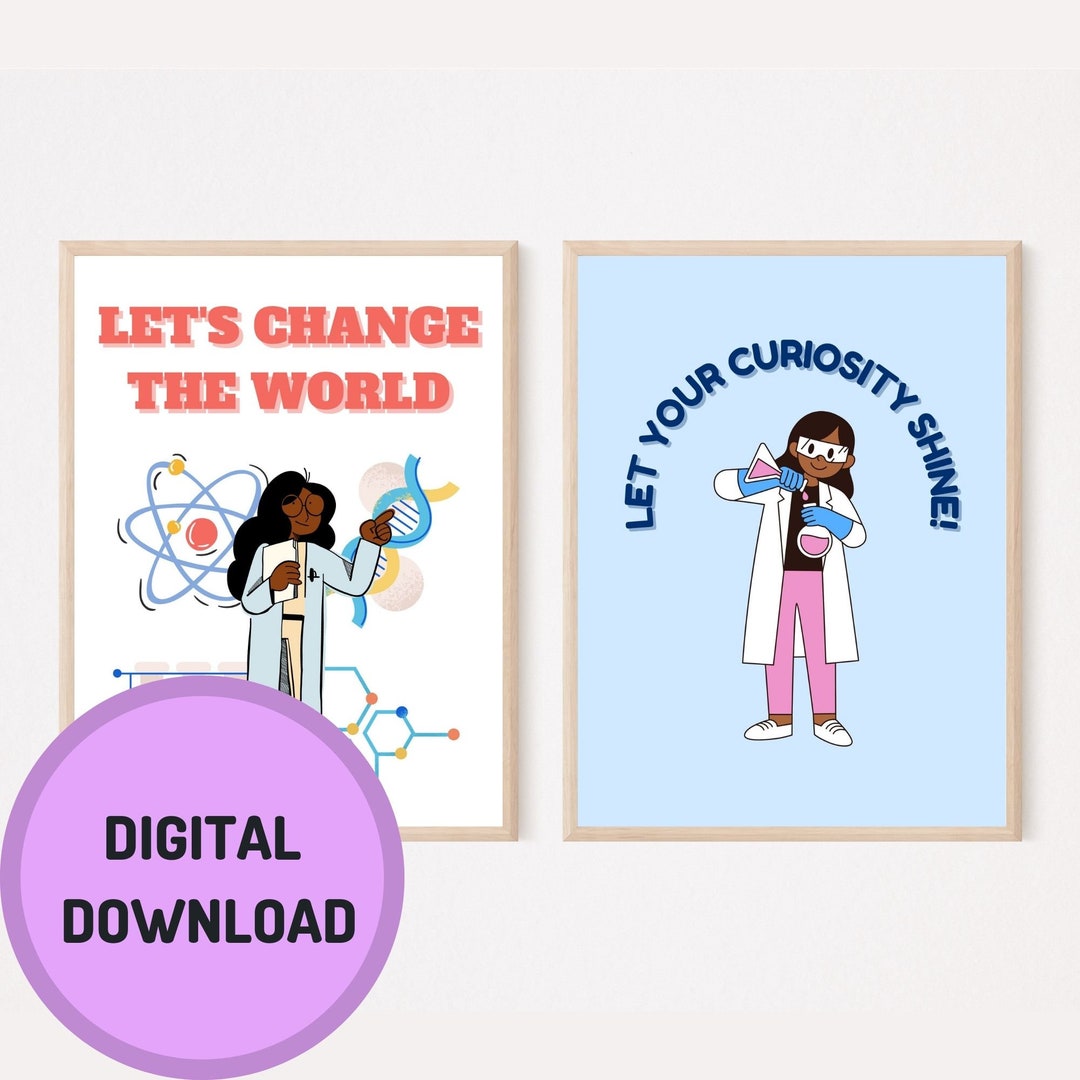 Science Classroom Posters Set of 2, Science Classroom Decor, Colorful ...