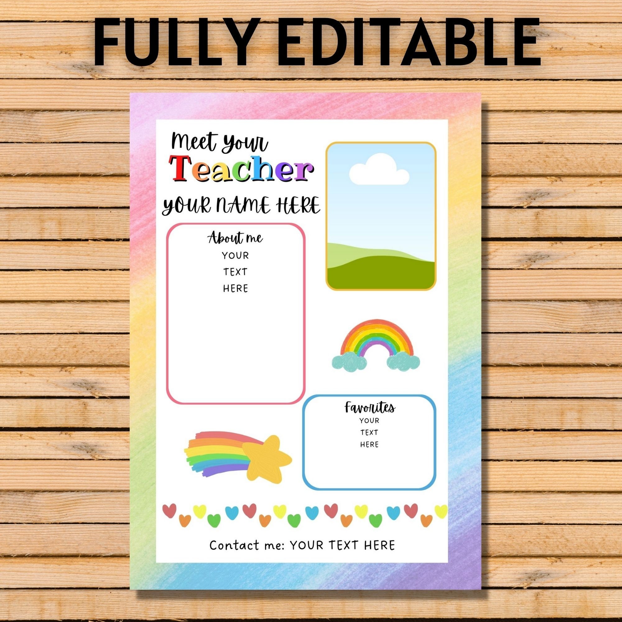 Rainbow Meet the Teacher EDITABLE Template, Rainbow Classroom, Back to ...