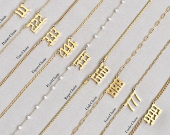 Gold Angel Number Necklace for Women, Angel Number Jewelry, Angel ...