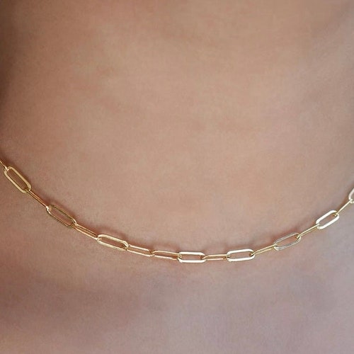 18K Gold Filled Paperclip Chain Necklace Gold Paperclip - Etsy