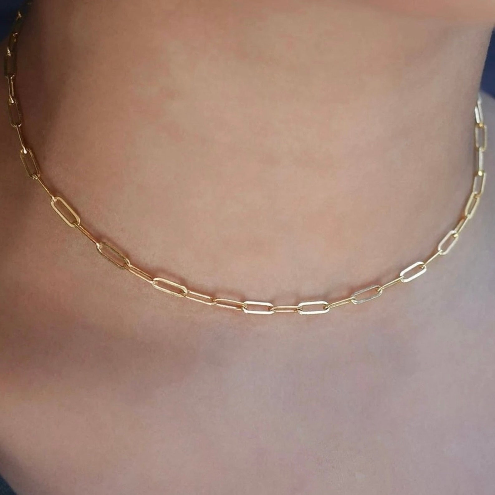18K Gold Filled Paperclip Chain Necklace, Gold Paperclip Necklace ... 18K Gold Filled Paperclip Chain Necklace, Gold Paperclip Necklace ...