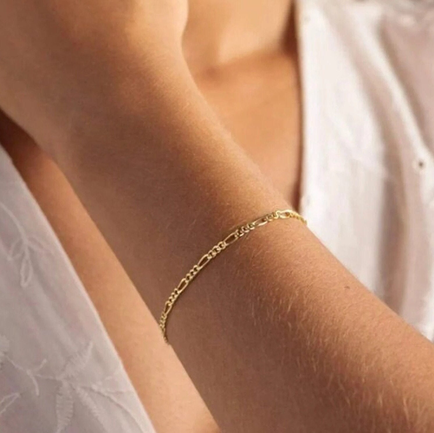 18k Gold Filled Figaro Bracelet Figaro Chain Bracelet Figaro - Etsy