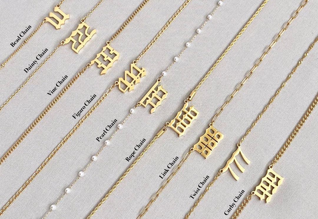 18k Gold Filled Angel Number Necklace, Lucky Numbers Necklace, Gold ...