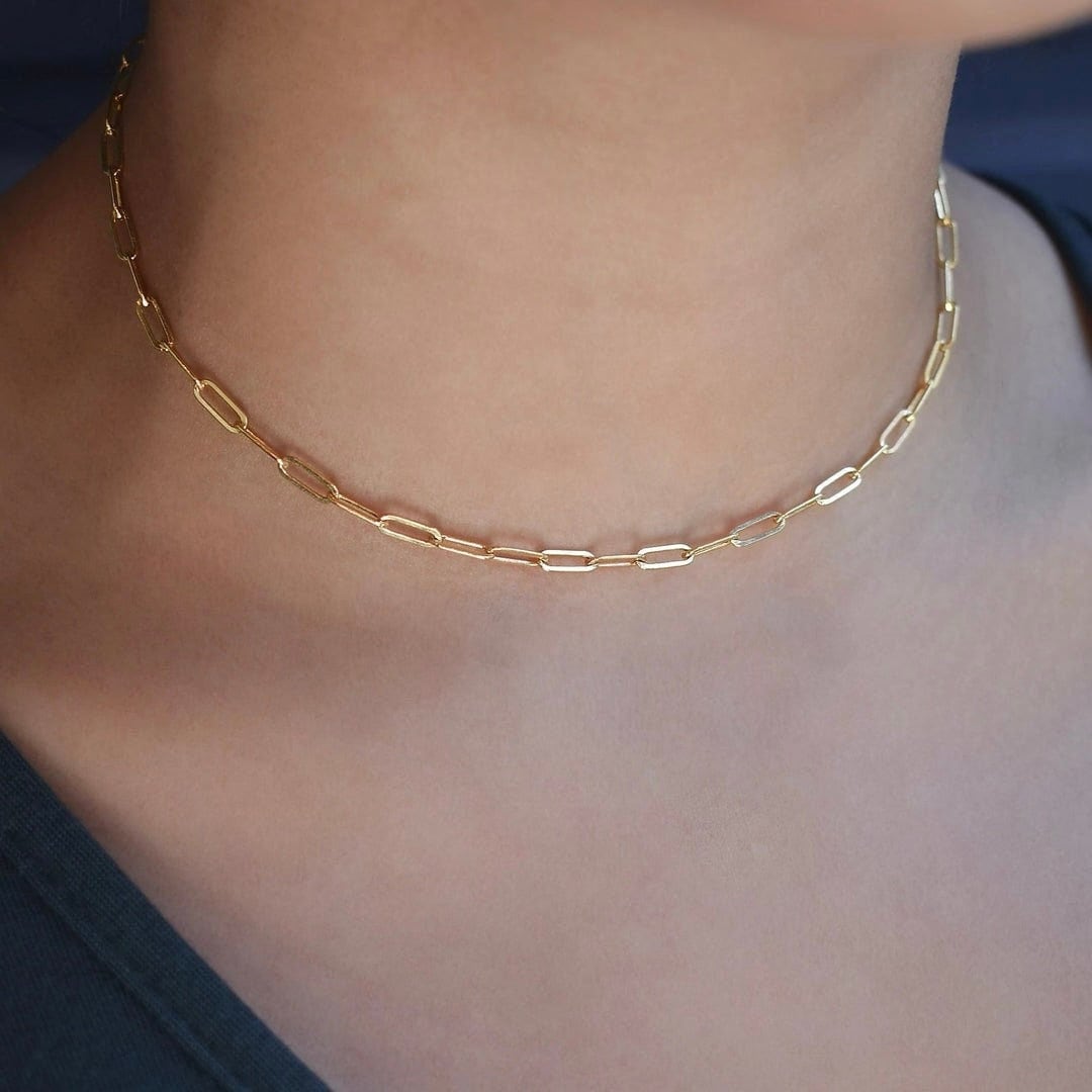 18K Gold Filled Paperclip Chain Necklace Gold Paperclip - Etsy