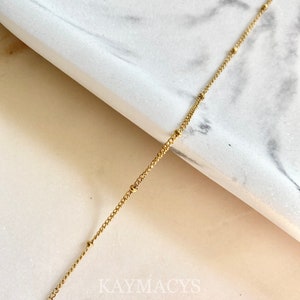 18k Dainty Anklet for Woman, Gold Beaded Anklet, Gold Dainty Anklet ...