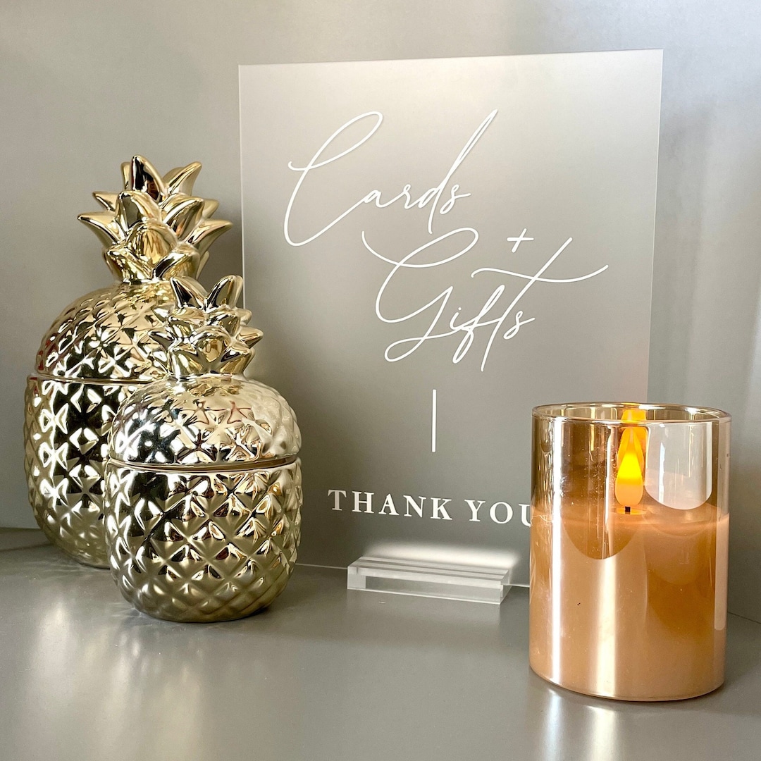 Custom Frosted Reception Table Wedding Signage Guestbook Sign Cards ...