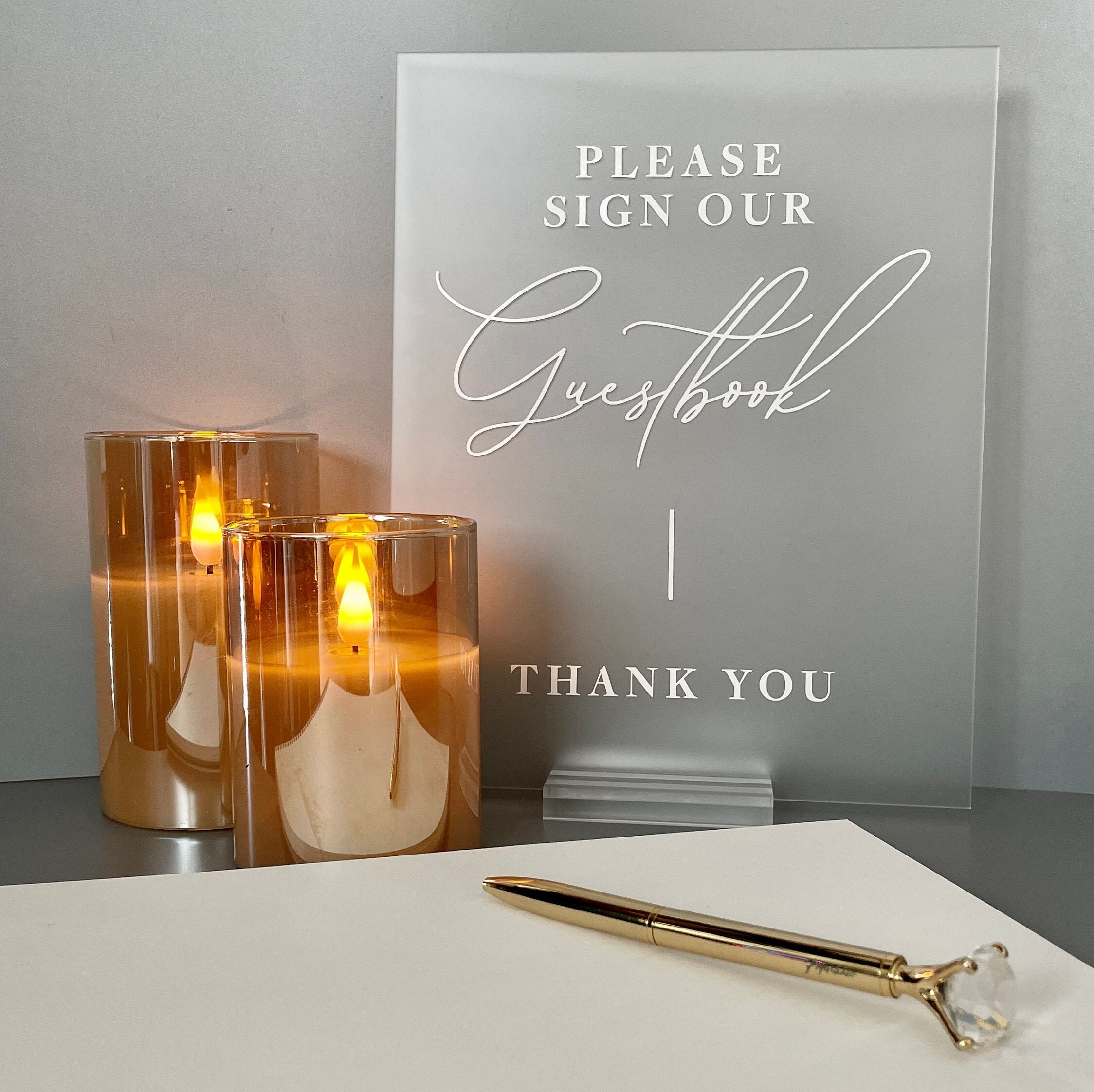 Custom Frosted Reception Table Wedding Signage Guestbook Sign Cards ...