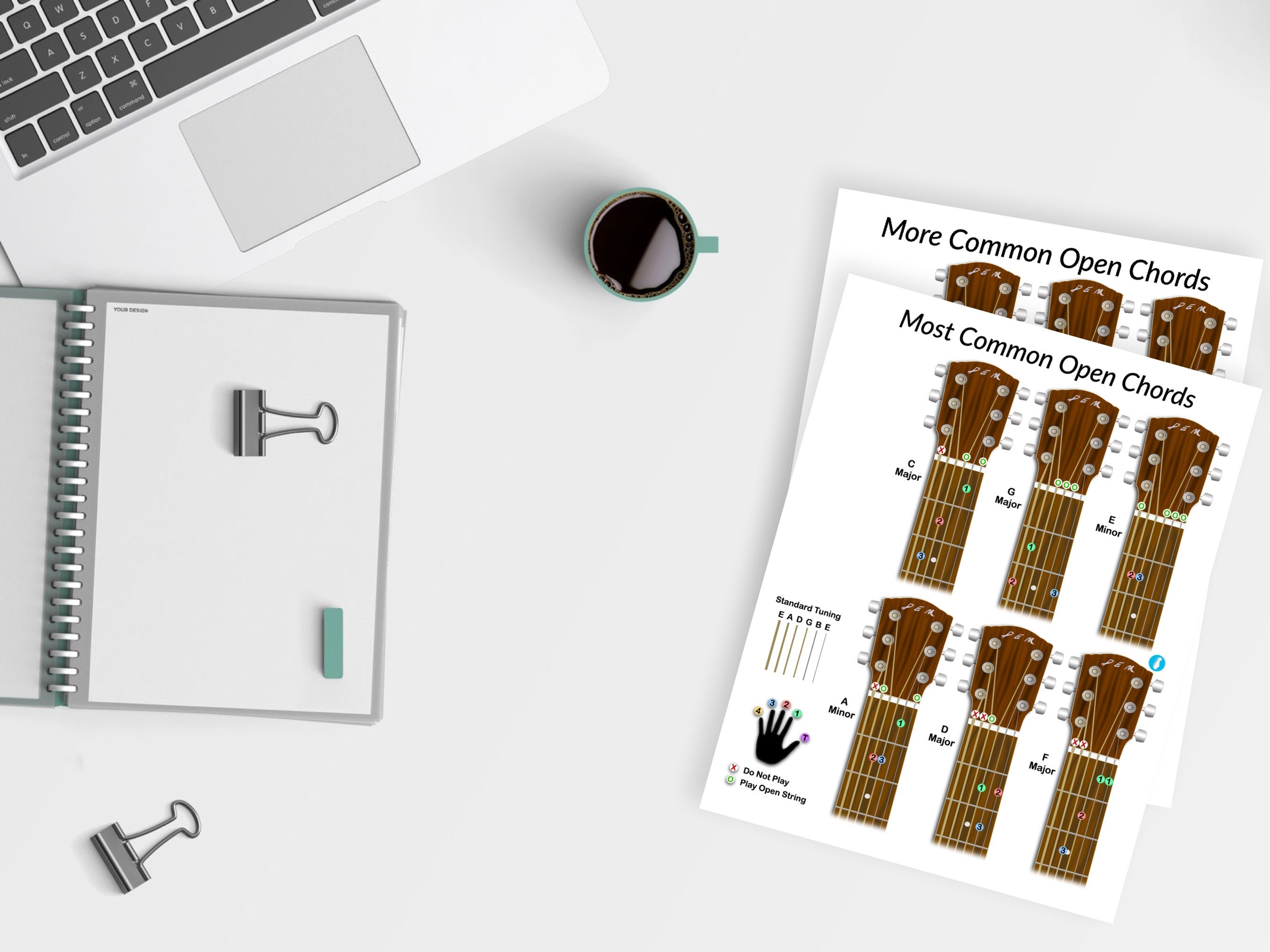 Easy to Read Open Guitar Chord Charts - Etsy Canada