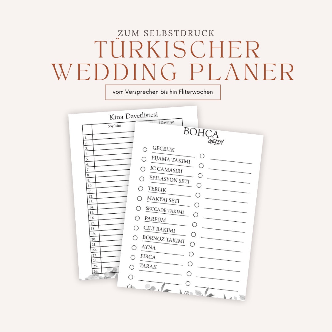 100 Pages Turkish Wedding Planner/ceyiz to Print Out Printable Planner ...