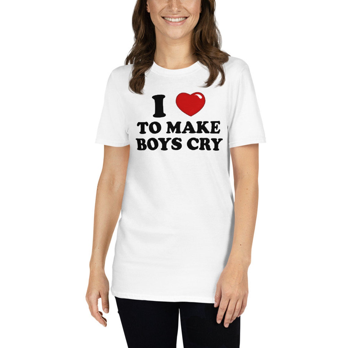 I Love to Make Boys Cry White T-shirt - Etsy