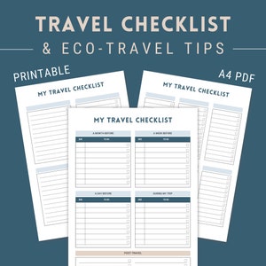 Travel Checklist Printable Digital Vacation Planner Holiday - Etsy