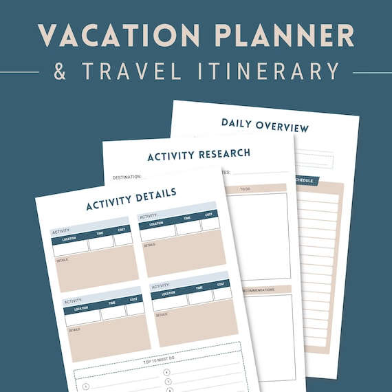 Vacation Planner Printable Digital Travel Planner Daily - Etsy