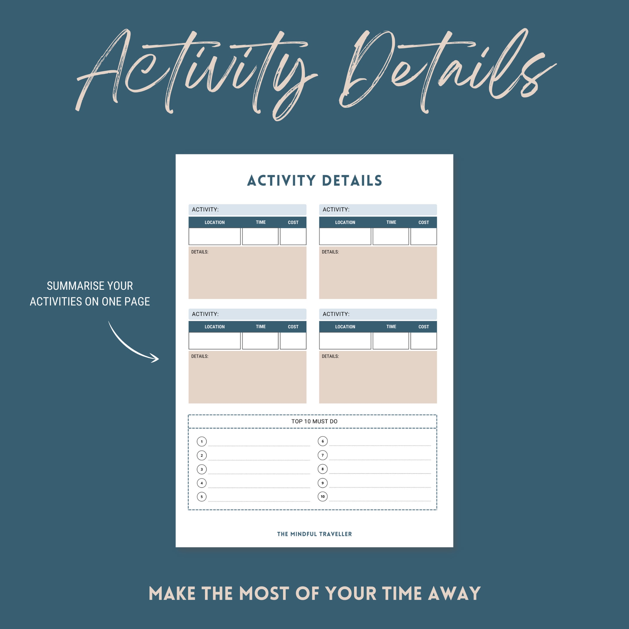 Vacation Planner Printable, Digital Travel Planner, Daily Weekly Trip ...