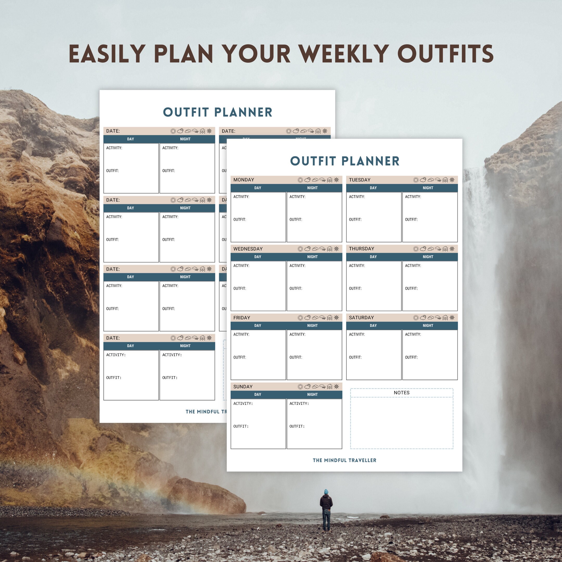 Outfit Planner Printable, Vacation Outfit Weekly Tracker, Travel ...