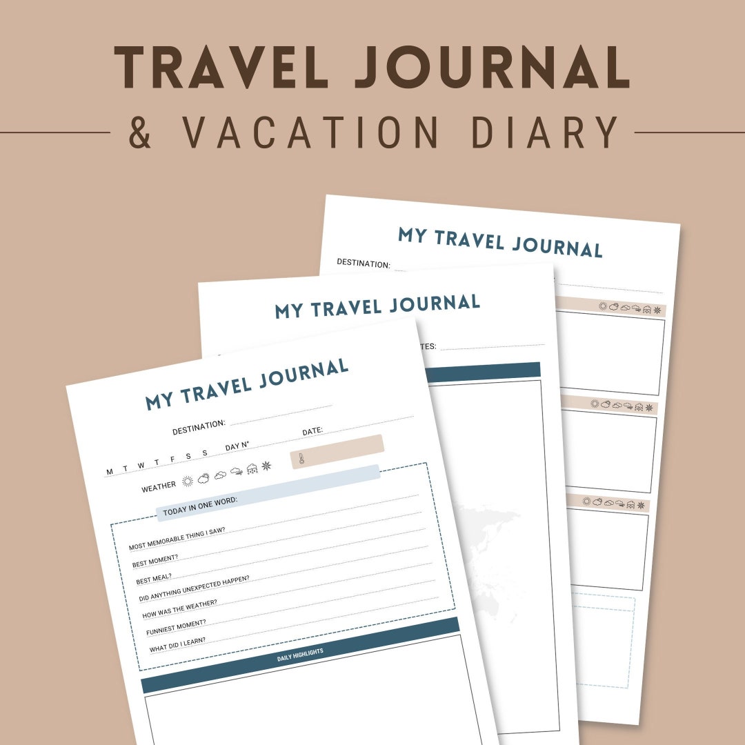 Travel Journal Printable Pages, Digital Vacation Journal, Holiday ...