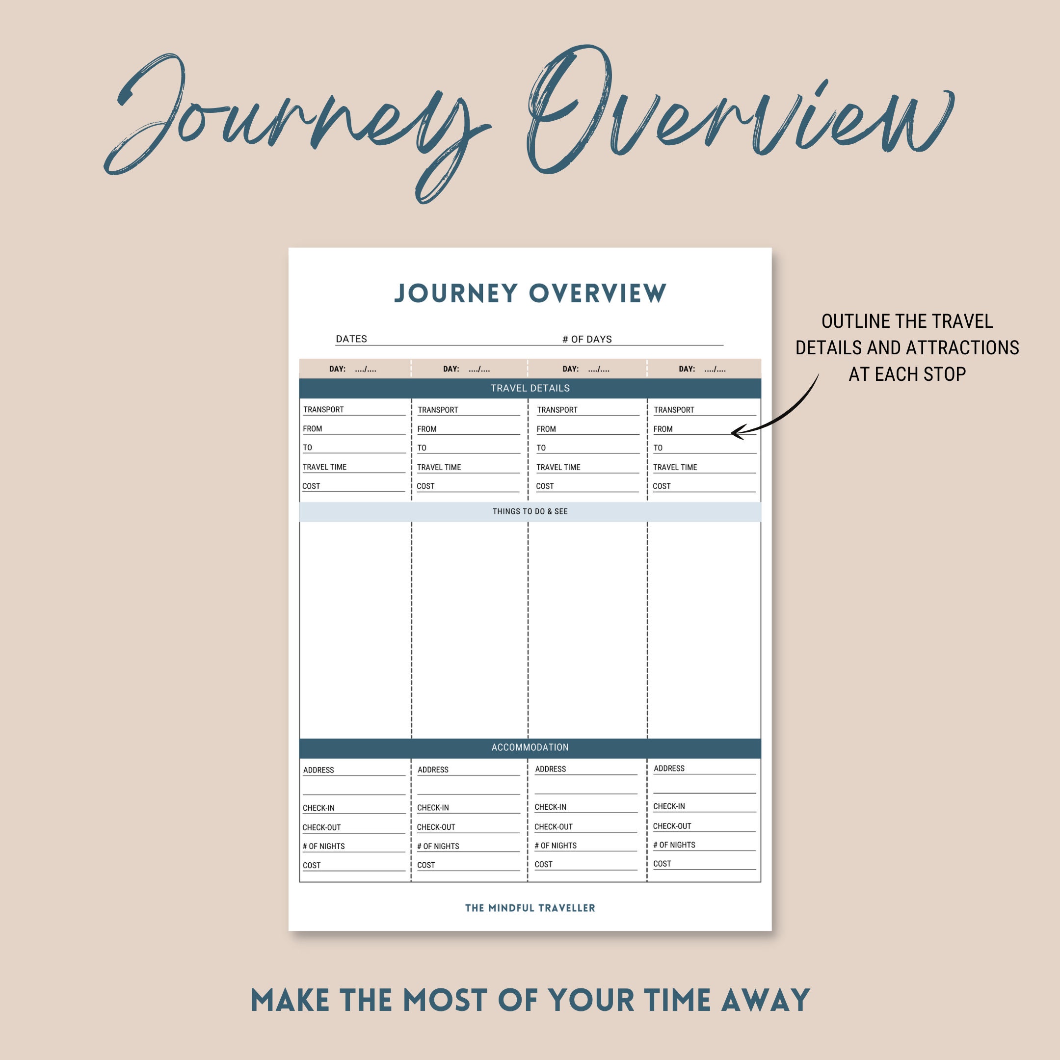 Backpacking Trip Planner Printable, Travel Planner, Digital Vacation ...