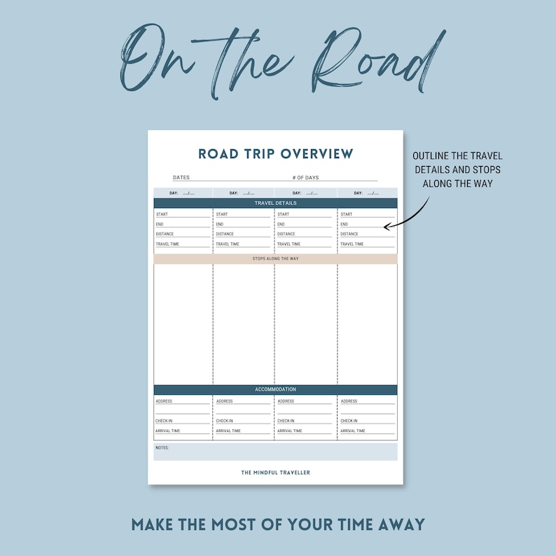 Road Trip Planner Printable, Travel Planner, Digital Vacation Planner ...