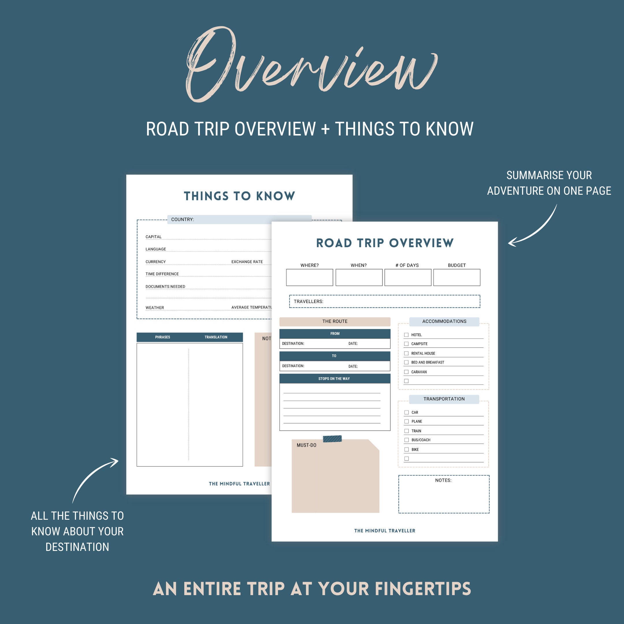 Road Trip Planner Printable, Digital Vacation Journal, Travel Planner ...