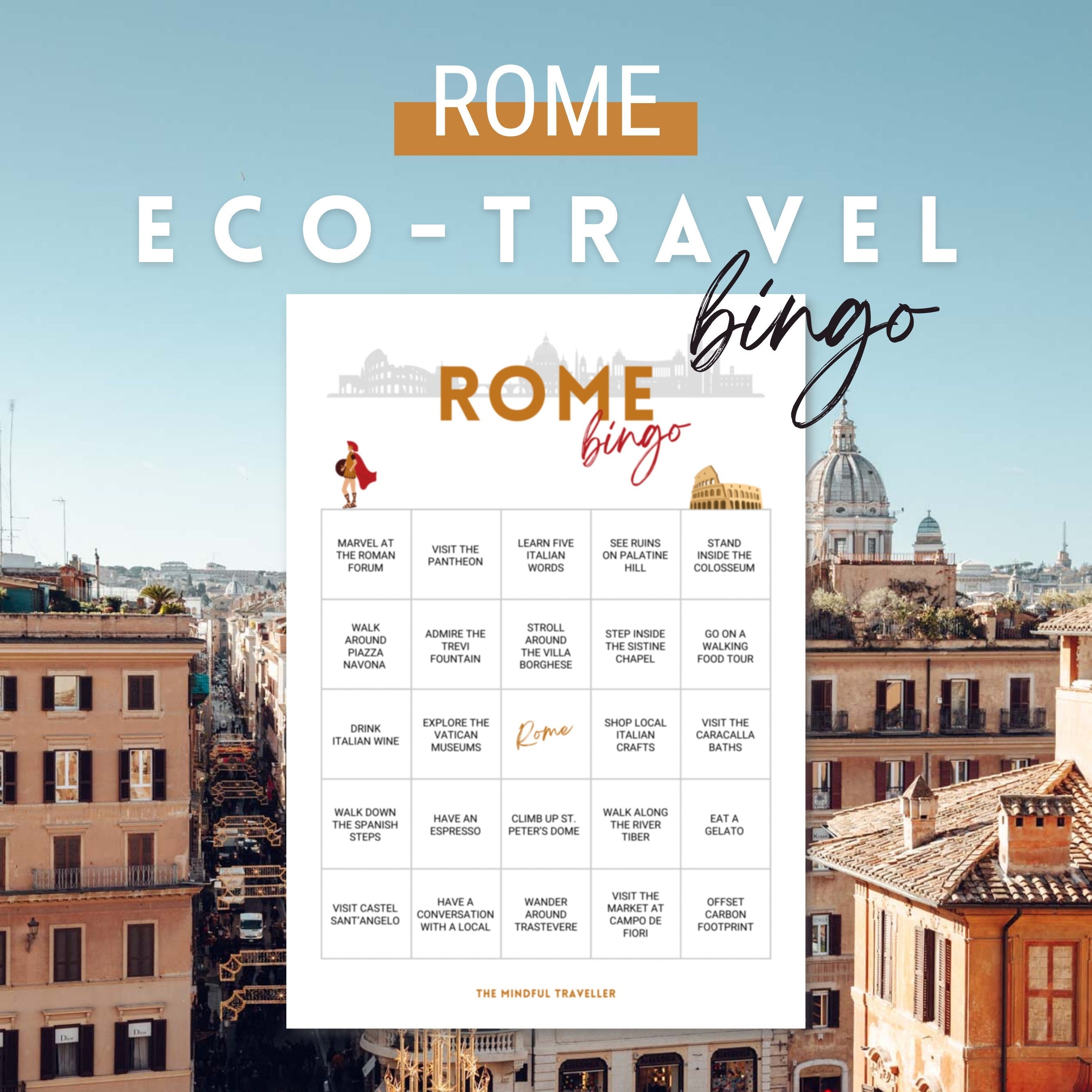 Rome Travel Bingo, Travel Bucket List, Instant Digital Download ...