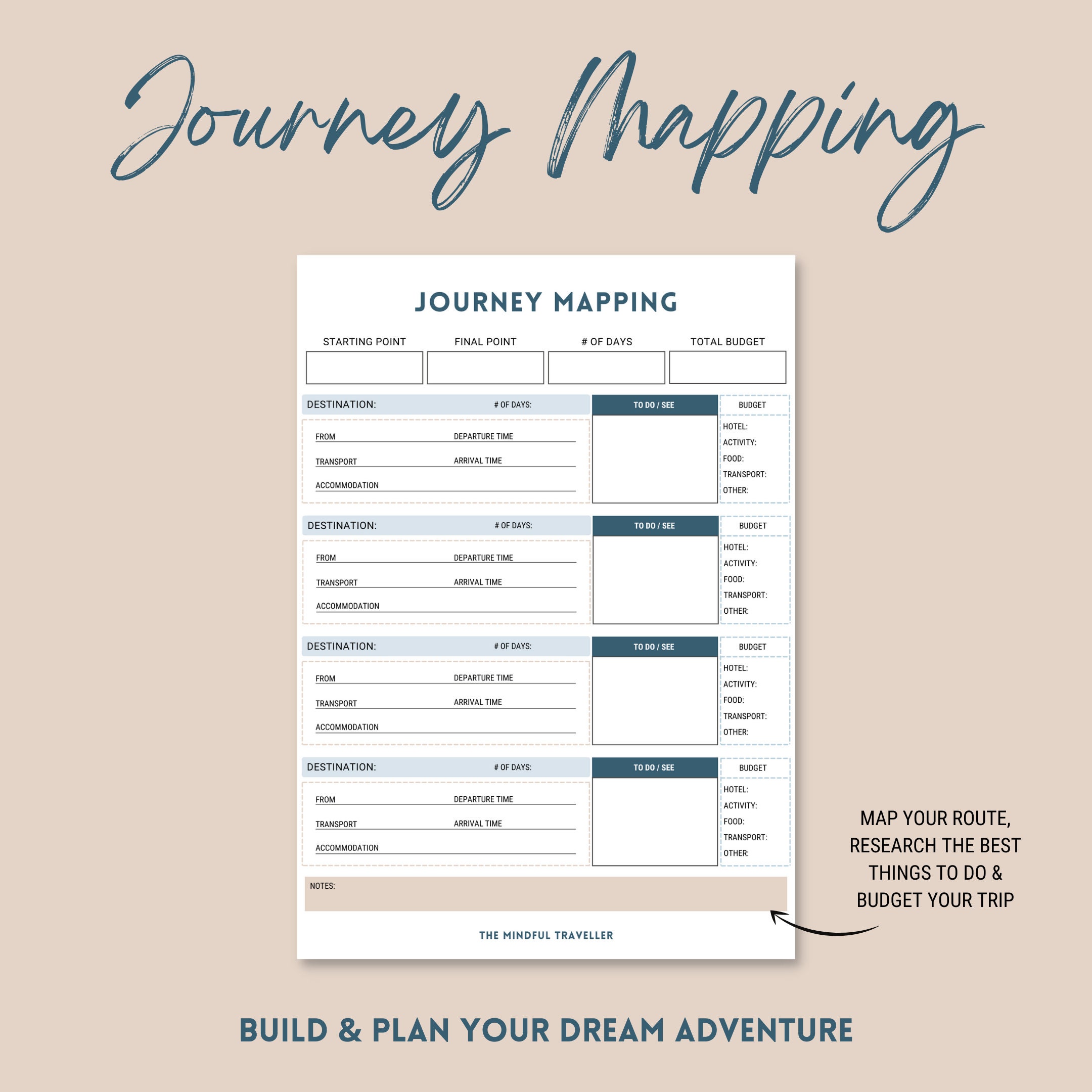 Backpacking Trip Planner Printable, Travel Planner, Digital Vacation ...