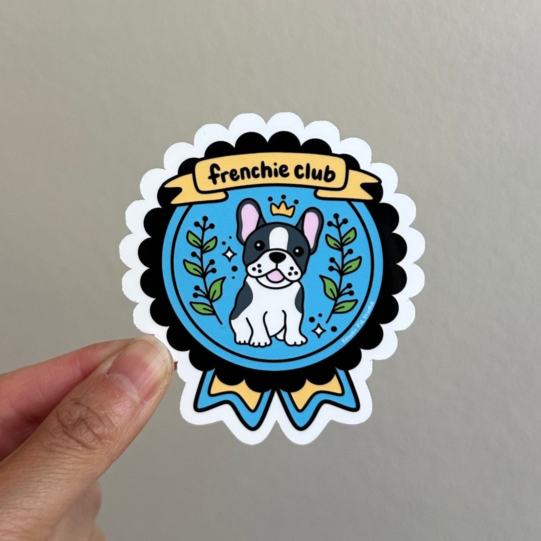 Frenchie Club Cute French Bulldog Sticker for Laptop Water Bottle ...