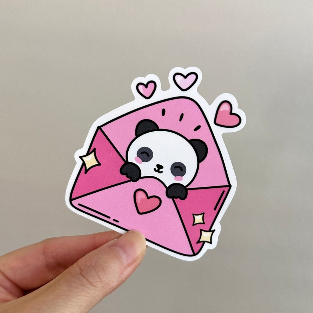 Love Letter Panda Sticker, 3 Cute Valentines Day Sticker, Cute Laptop ...