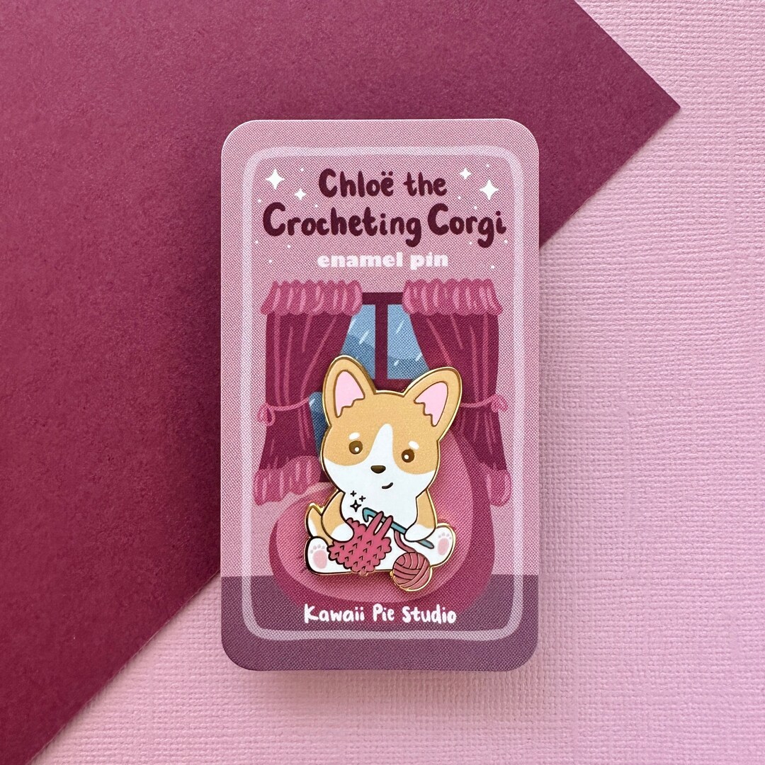 Corgi Cute Enamel Pin, Crochet Animal Lapel Pin, Cute Gift for Dog ...